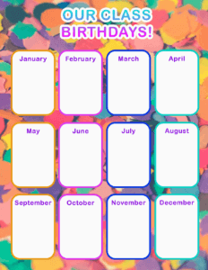 Class Birthday Calendar - Colorful Cutouts (24x36) | Resource ...