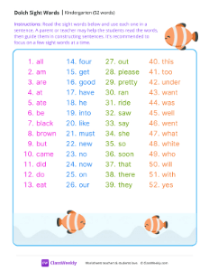 Kindergarten Dolch Sight Words List | Resource | ClassWeekly.com
