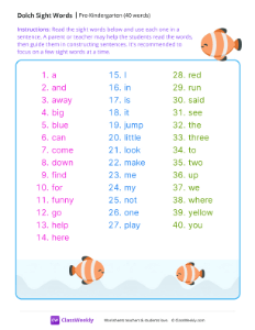 Pre-K Dolch Sight Words List | Resource | ClassWeekly.com