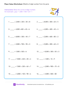 Build a 4-digit number from the parts - Measure | Worksheet ...