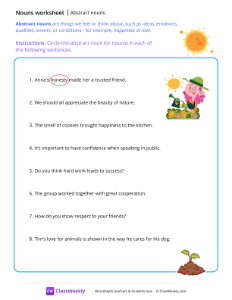Abstract nouns - Sun | Worksheet | ClassWeekly.com