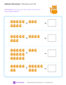 Add objects (up to 20) - Cats | Worksheet | ClassWeekly.com