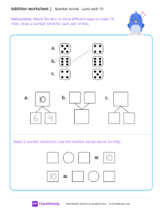 Number bonds (sums with 10) - Sleepy Bird | Worksheet | ClassWeekly.com