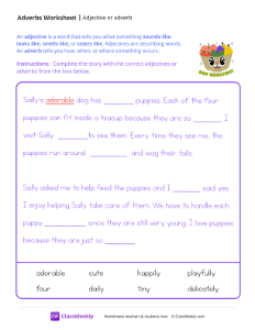 Adjective or Adverb - Fruit Basket | Worksheet | ClassWeekly.com
