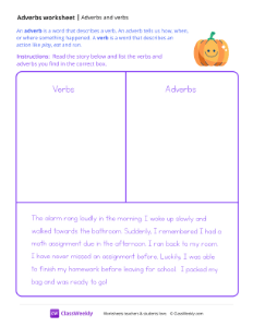 Adverbs and Verbs - Pumpkin | Worksheet | ClassWeekly.com