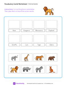 Animal words - Lion | Worksheet | ClassWeekly.com