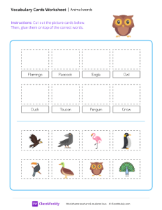 Animal words - Owl | Worksheet | ClassWeekly.com