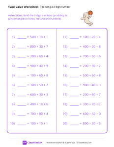 Building a 3-digit number - Slam | Worksheet | ClassWeekly.com
