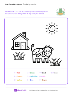 Color by Number (Cow) - Frog Life | Worksheet | ClassWeekly.com