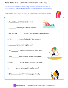 Commonly confused verbs - Can and may | Worksheet | ClassWeekly.com