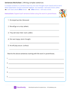 Writing complex sentences - Happy | Worksheet | ClassWeekly.com