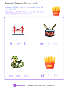 Consonant Blends - Fries | Worksheet | ClassWeekly.com