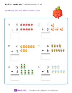 Count and add (up to 10) - Apple | Worksheet | ClassWeekly.com