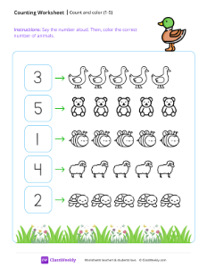 Counting and coloring (1-5) - Duck | Worksheet | ClassWeekly.com