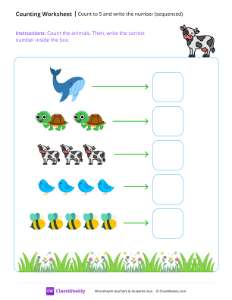 Count to 5 and write the number (sequenced) - Cow | Worksheet ...
