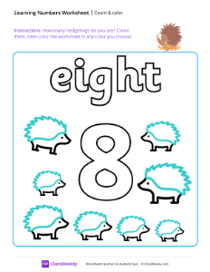 Count and Color - Eight | Worksheet | ClassWeekly.com