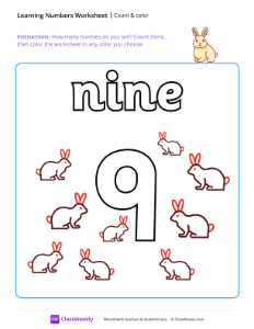 Count and Color - Nine | Worksheet | ClassWeekly.com