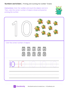 Count and Print (10) - Alien | Worksheet | ClassWeekly.com