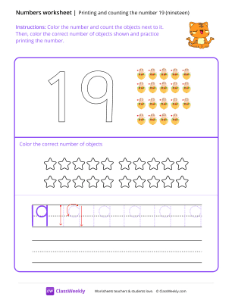 Count and Print (19) - Zen Cat | Worksheet | ClassWeekly.com