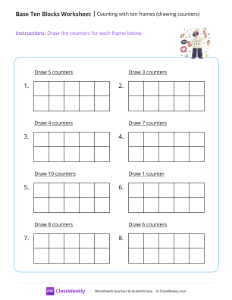 Counting with ten frames (drawing counters) - Chef | Worksheet ...