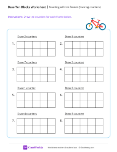 Counting with ten frames (drawing counters) - Bike | Worksheet ...