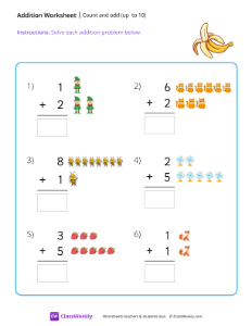 Count and add (up to 10) - Banana | Worksheet | ClassWeekly.com
