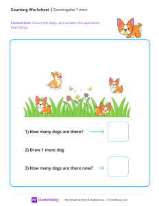 Counting plus 1 more - Dogs | Worksheet | ClassWeekly.com
