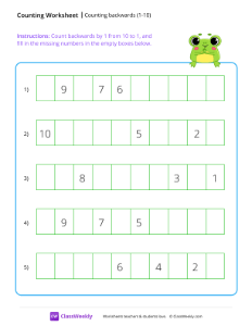 Counting backwards (1-10) - Frog | Worksheet | ClassWeekly.com