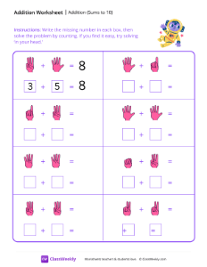 Counting fingers (sums to 10) - Yellow Astronaut | Worksheet ...
