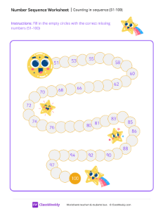 Counting in sequence (51-100) - Star Rainbow | Worksheet | ClassWeekly.com