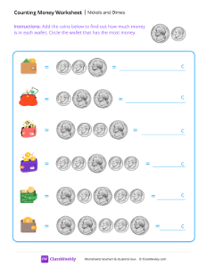 Counting Money - Nickels and Dimes | Worksheet | ClassWeekly.com