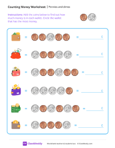 Counting Money - Pennies and Dimes | Worksheet | ClassWeekly.com