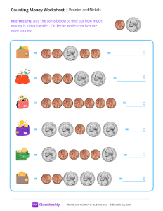 Counting Money - Pennies and Nickels | Worksheet | ClassWeekly.com