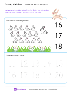 Counting and number recognition (16) - Rabbit | Worksheet | ClassWeekly.com