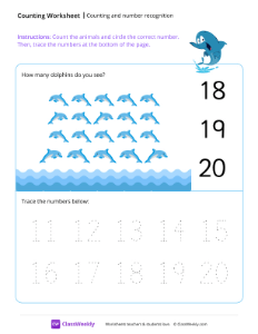 Counting and number recognition (20) - Dolphin | Worksheet ...