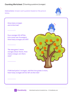 Counting questions (oranges) - Blue Bird | Worksheet | ClassWeekly.com