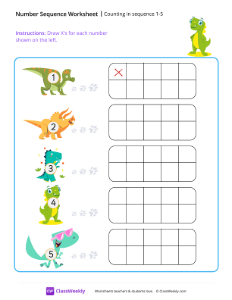 Counting in sequence 1-5 - Dino | Worksheet | ClassWeekly.com