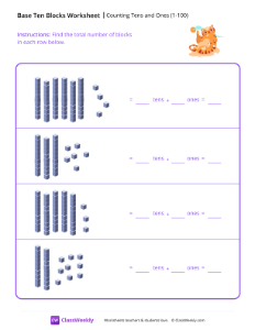 Counting Tens and Ones (1-100) - Cat | Worksheet | ClassWeekly.com