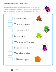 Counting Words - Bug | Worksheet | ClassWeekly.com