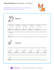 Cursive D | Worksheet | ClassWeekly.com