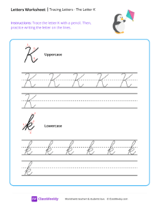 Cursive K | Worksheet | ClassWeekly.com