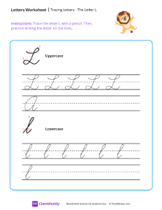 Cursive L | Worksheet | ClassWeekly.com