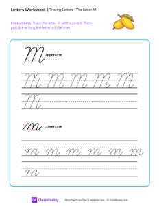 Cursive M | Worksheet | ClassWeekly.com