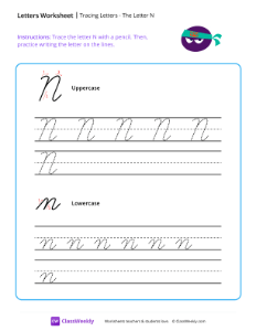 Cursive N | Worksheet | ClassWeekly.com