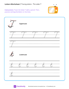 Cursive T | Worksheet | ClassWeekly.com