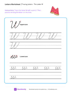 Cursive W | Worksheet | ClassWeekly.com
