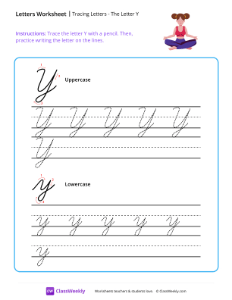 Cursive Y | Worksheet | ClassWeekly.com