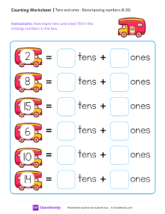Tens and ones - Decomposing numbers (0-20) - Van | Worksheet ...