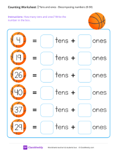 Decomposing numbers (0-50) - Basketball | Worksheet | ClassWeekly.com