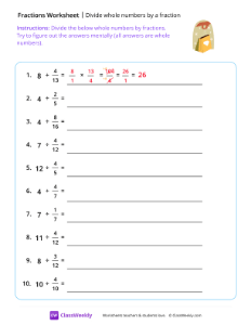 Divide Whole Numbers By a Fraction - Brand New | Worksheet ...